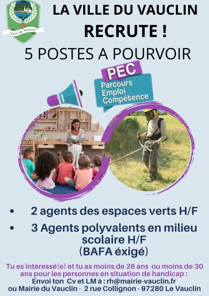 Alerte recrutement ! 5 contrats PEC : Agents en espace vert h/f et ...